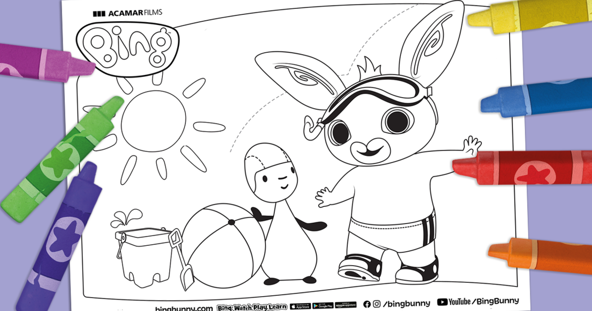 Bing and Flop Summer Colouring Sheet | Bing Bunny