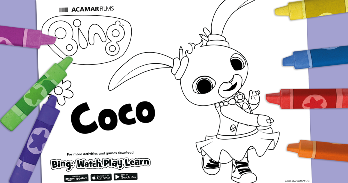 Coco Colouring Sheet | Bing Bunny