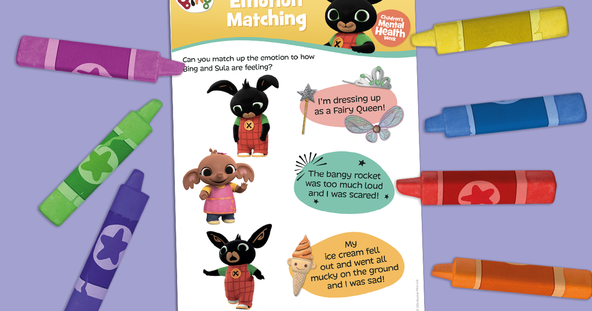 Children's Mental Health Week Emotions Matching Activity | Bing Bunny