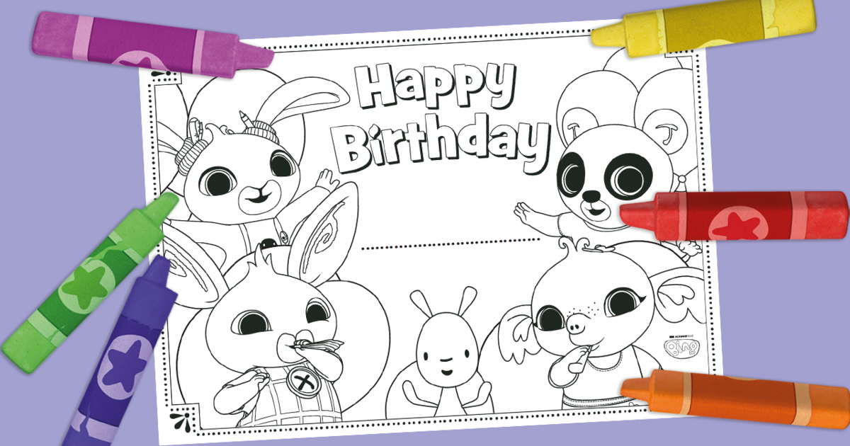 Bing & Friends: Birthday Celebration Colouring In Certificate | Bing Bunny